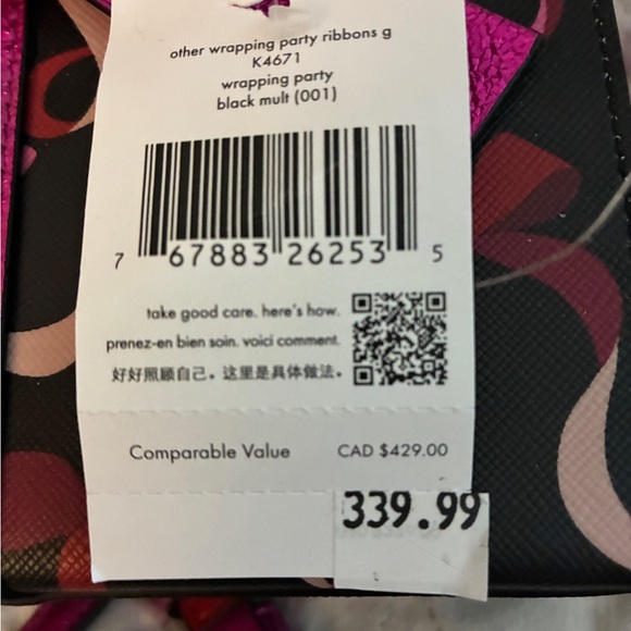 kate spade | Bags | Kate Spade Wrapping Party Ribbons Small Purse Black ...